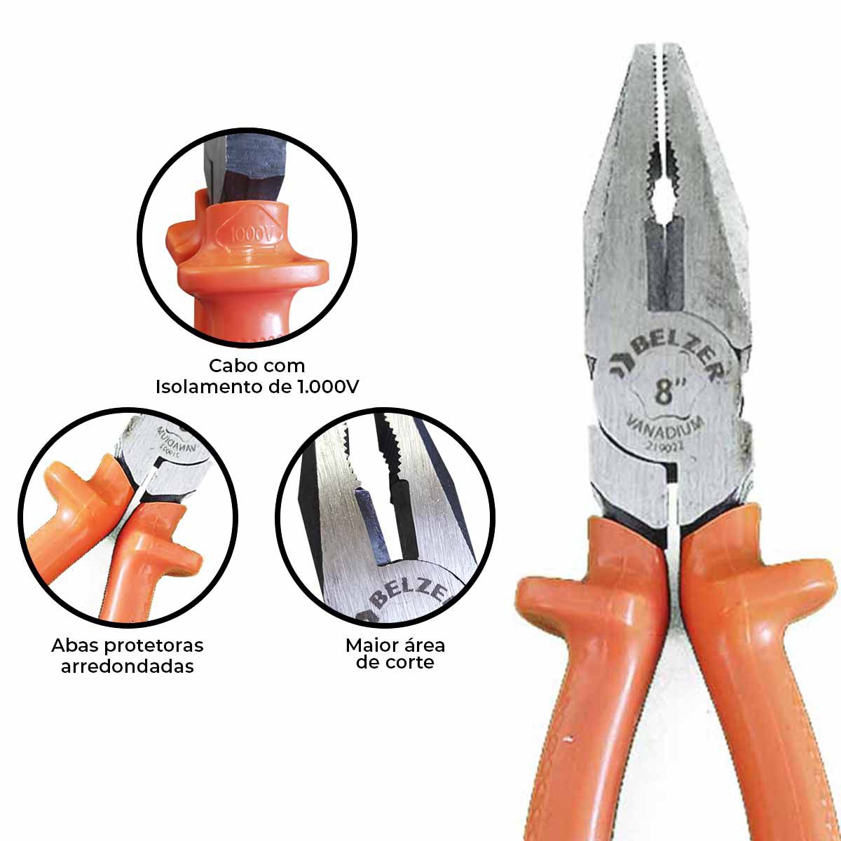 Alicate Universal 8 Polegadas Isolado 1000 Volts SATA BELZER - Parafusos e Ferramentas Especiais