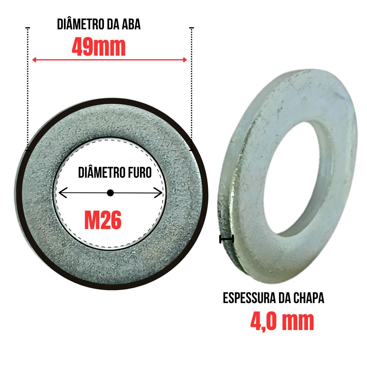 Arruela Lisa Metrica em Aço Carbono Zincada Galvanizada - Parafusos e ...