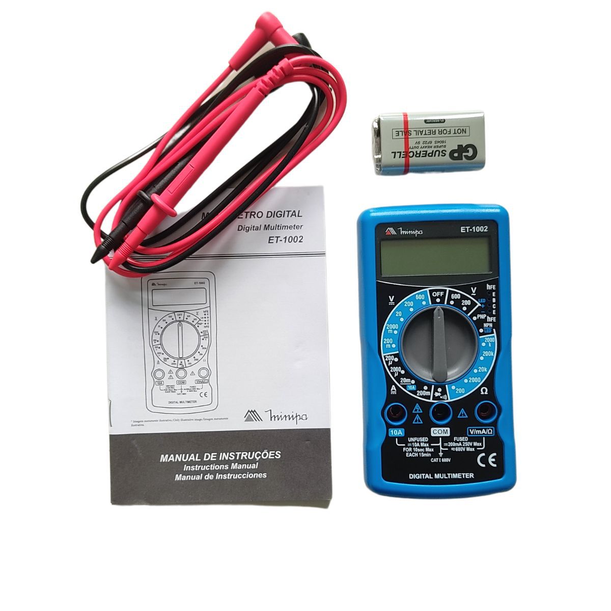 Multimetro Digital Portátil Categoria I 600V ET-1002 MINIPA - Parafusos ...