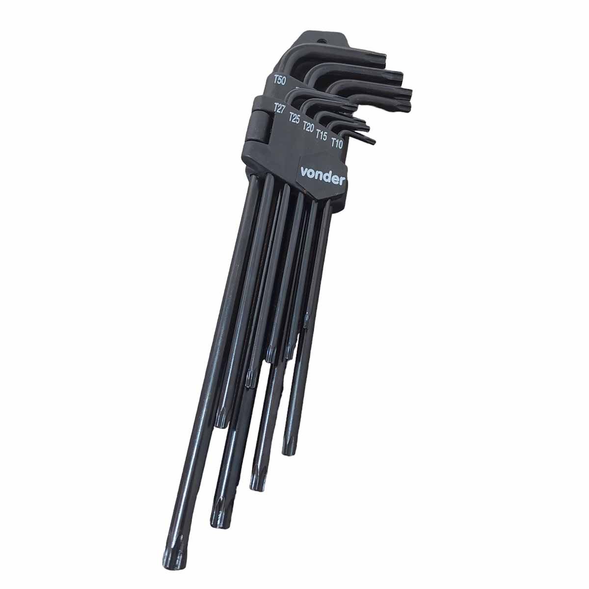 Jogo Chave Torx Longo Tipo L T10 - T50 Com Furo 9 pçs VONDER ...