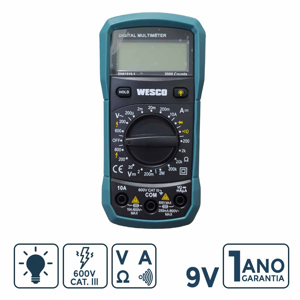 Multímetro Visor Digital Profissional WS8950 WESCO - Parafusos e ...