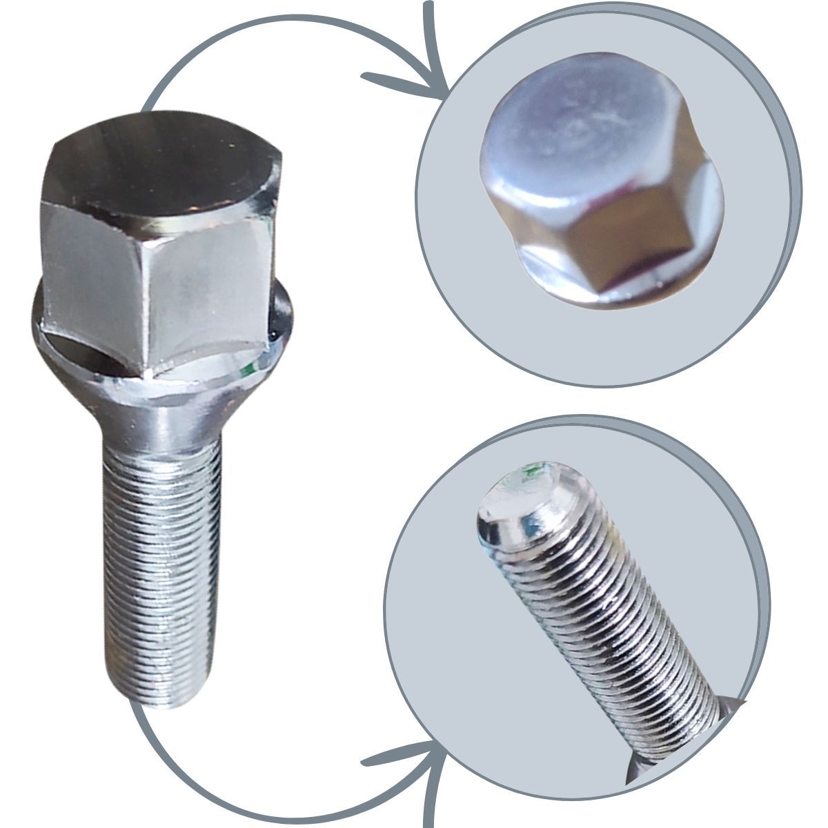 Parafuso de Roda Fiat M12 Cromado Cônico Cabeça Sextavada - Parafusos e ...