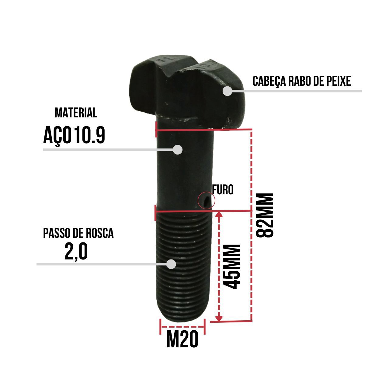 Parafuso Roda M20 x 82 Carreta RANDON FACCHINI IDEROL KRONE - Parafusos ...