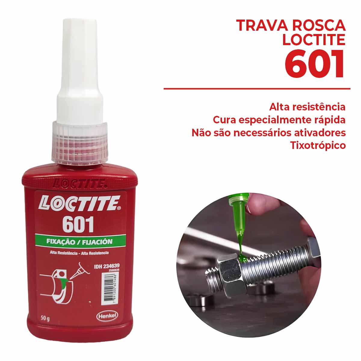 Trava Rolamento Loctite Bucha Alta Resistência 601 50g - Parafusos e ...
