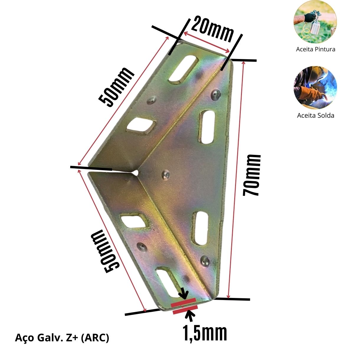 Cantoneira Suporte Multiuso Angular 20X50X1,5mm MINUBRAS - Parafusos e Ferramentas Especiais