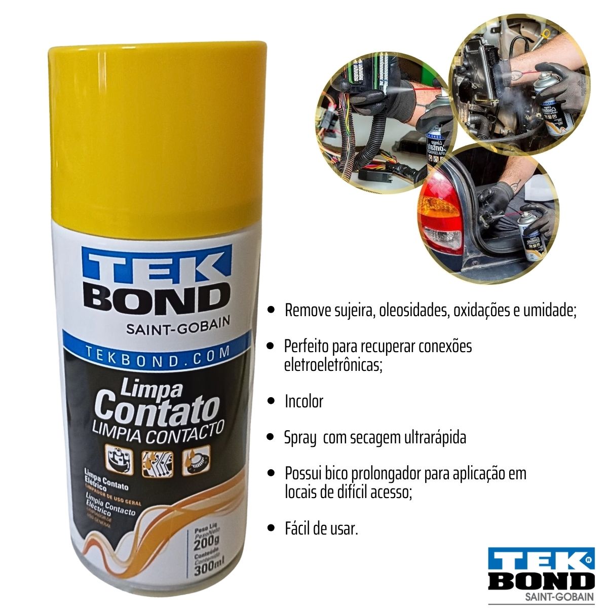 Limpa Contato Eletrico Eletronico Spray 300ml TEKBOND - Parafusos e ...