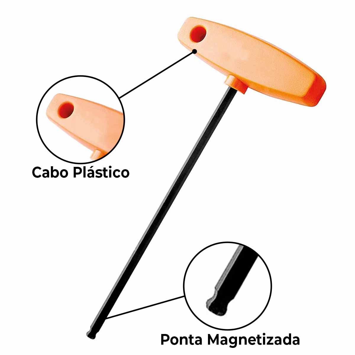 Chave Allen Ponta Abaulada com Cabo T Milímetros TRAMONTINA PRO ...