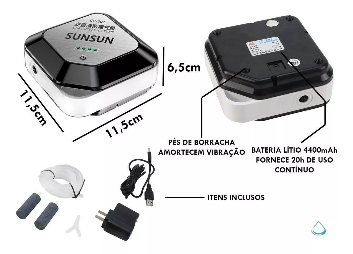 Compressor De Ar Aquário Oxigenador Nobreak Cp-201 Sunsun Bivolt - Franco Aquarismo | A Nº1 ...