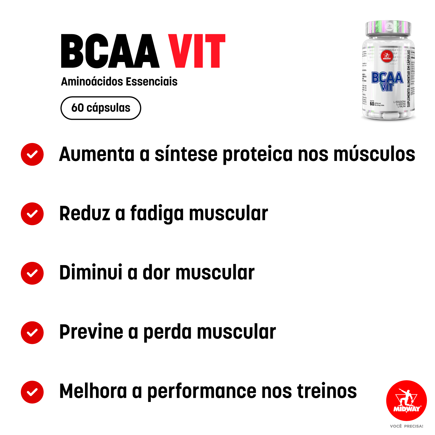 BCAA Vit 60 caps - Loja Midway Labs - Os melhores suplementos ...
