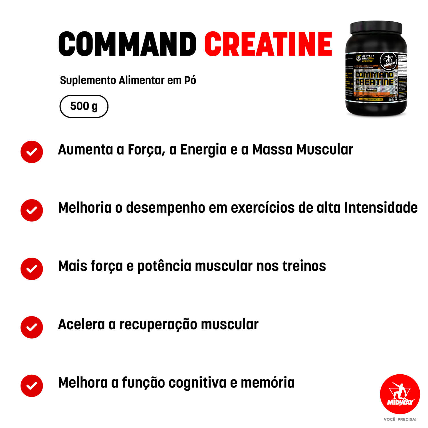 Command Creatine 500g - Loja Midway Labs - Os melhores suplementos ...