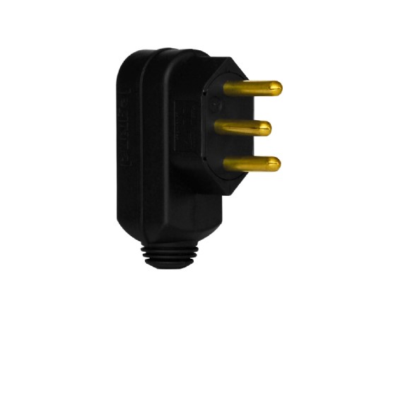 Plug Macho 2P+T 180° 10A Preto - Eletro Center - Materiais Elétricos