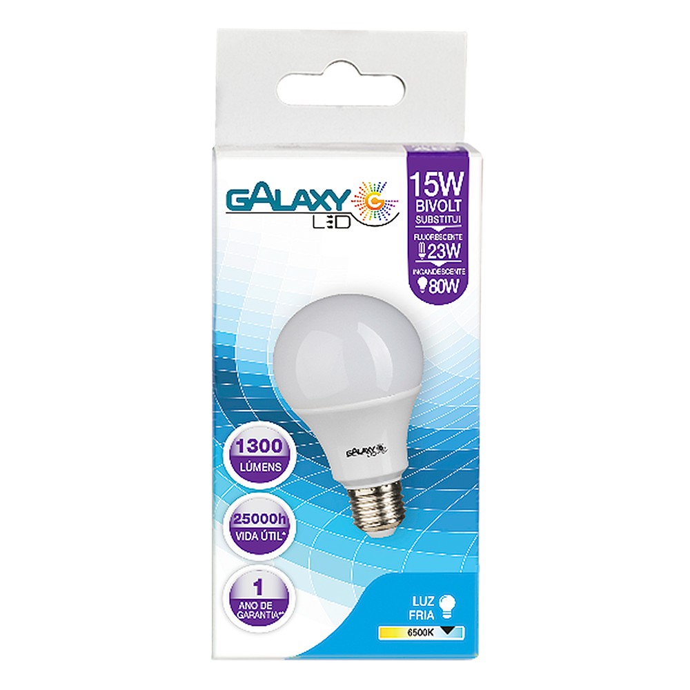 Lâmpada Led Bulbo 15W 6500K 1311 Lumens Galaxy Led - Eletro Center - Materiais Elétricos