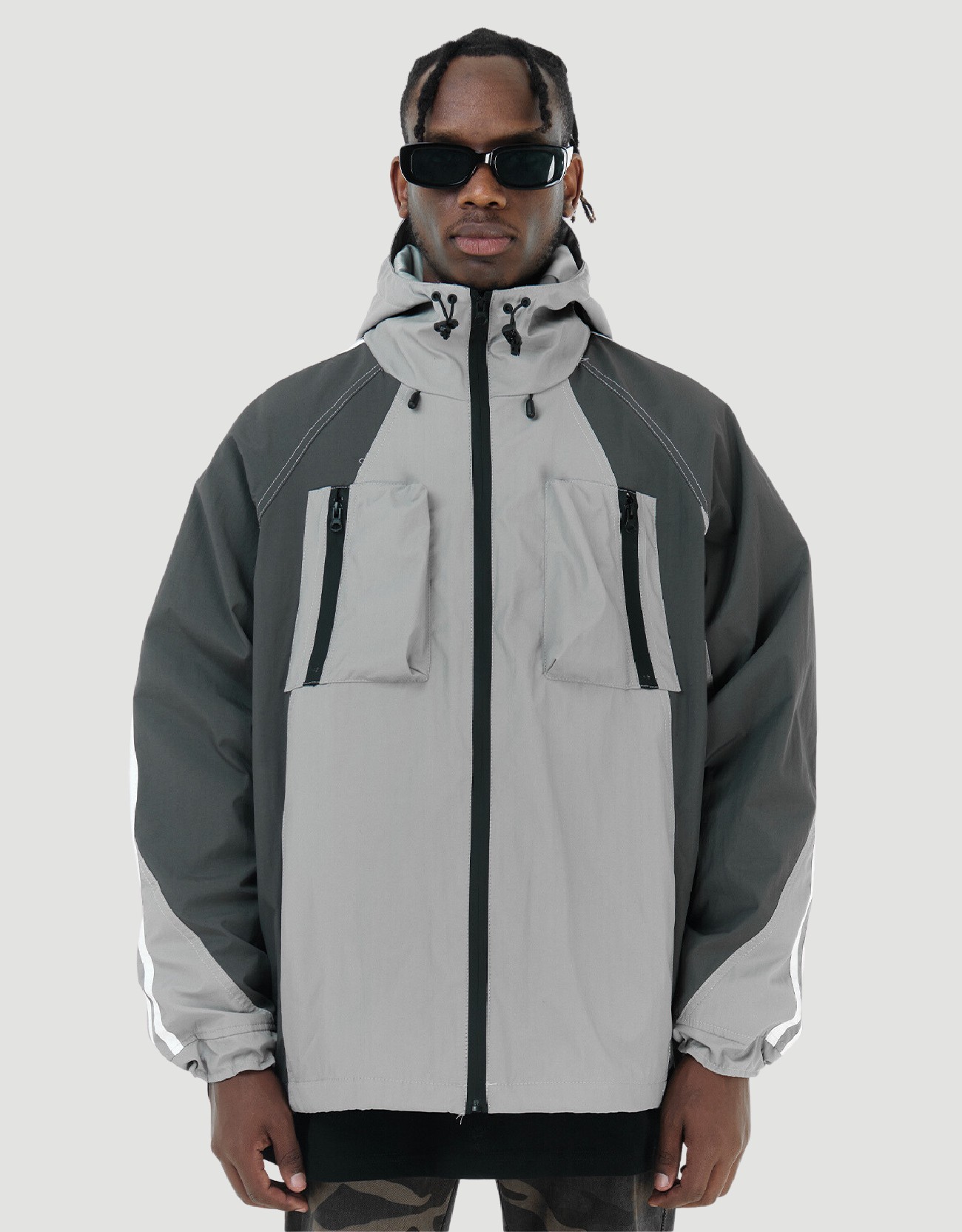 Jaqueta Corta-Vento Full Zip Cinza - NOISER | Street-Fashion Marketplace