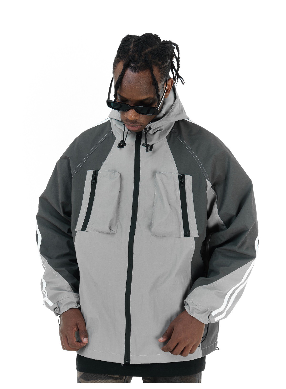 Jaqueta Corta-Vento Full Zip Cinza - NOISER | Street-Fashion Marketplace