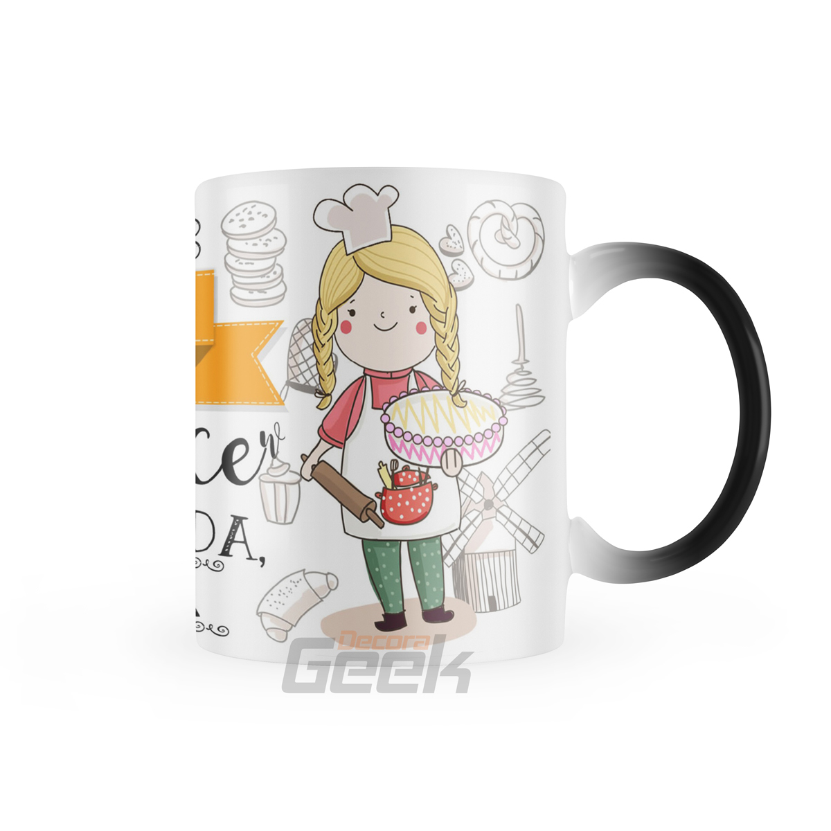🚀 Caneca Mágica Boleira Profissão Cartoon | Decora Geek - Decora Geek