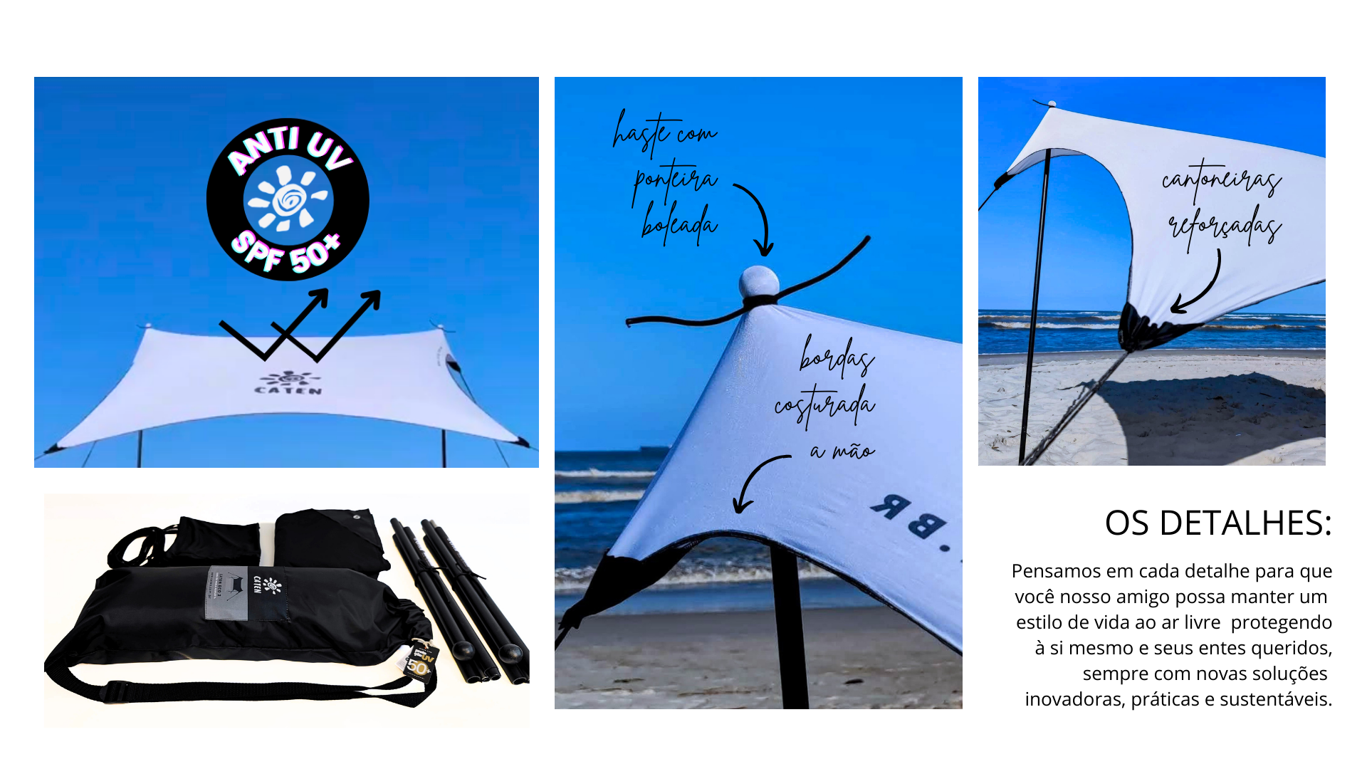 TENDA PARA PRAIA PORTÁTIL E INOVADORA - CATEN ECO 2 - 250 x 210cm ...