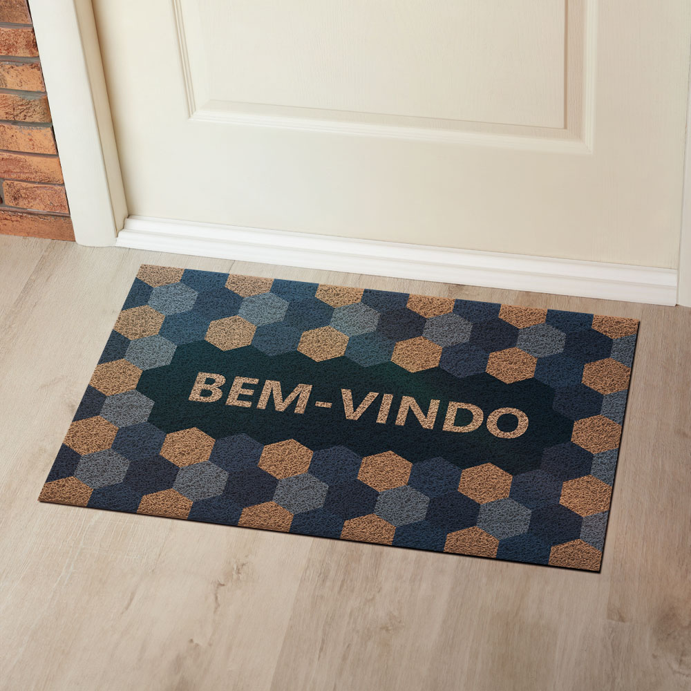Capacho de Porta Vinílilco 60x40cm Bem Vindo Azul - Universo do ...