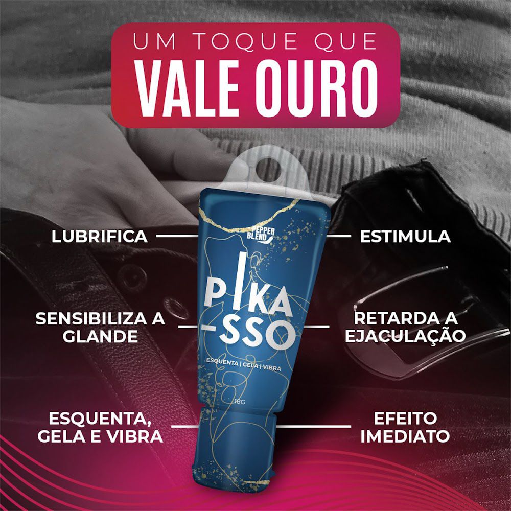 Pikasso 18g Gel Excitante Comestível Esquenta Gela Vibra Pepper Blend ...