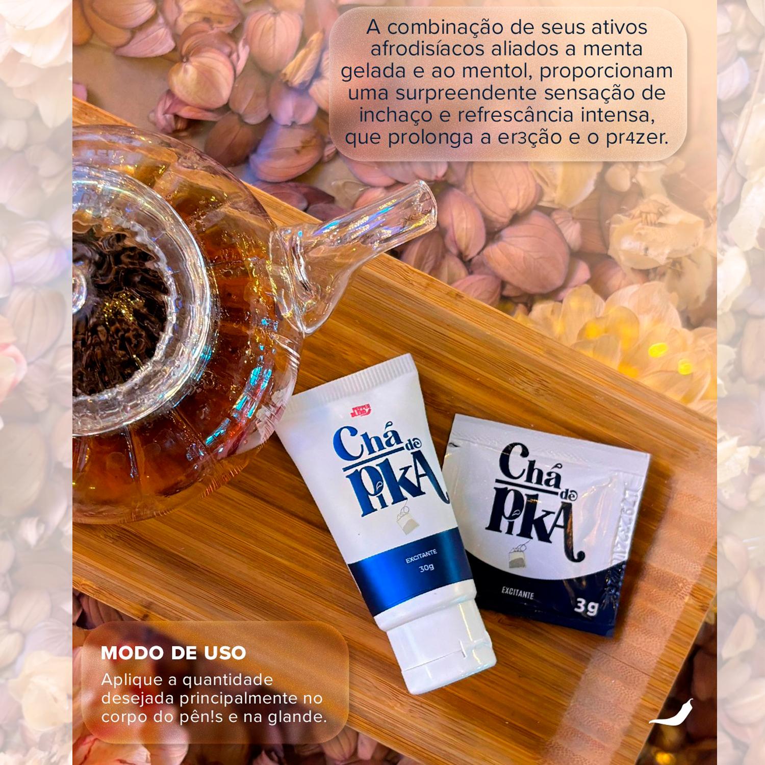 Chá de Pika Gel Prolongador Excitante Masculino Comestível 30g Pepper ...