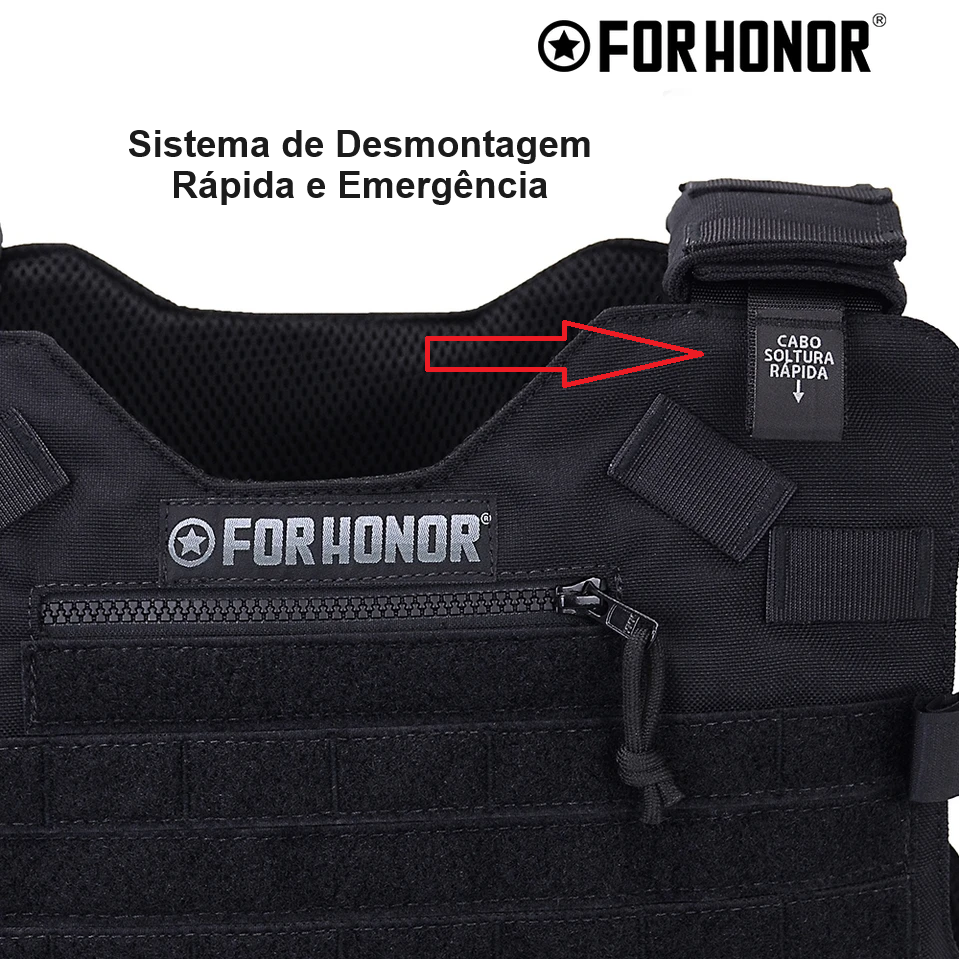 Capa de Colete Modular Tática ForHonor Preta - Tático Acessórios Militares