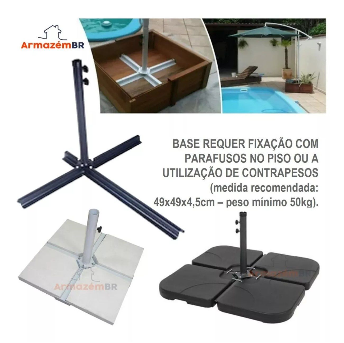 Ombrelone 3m Alavanca Marrom Belfix | Loja Armazém BR - armazembr.com.br