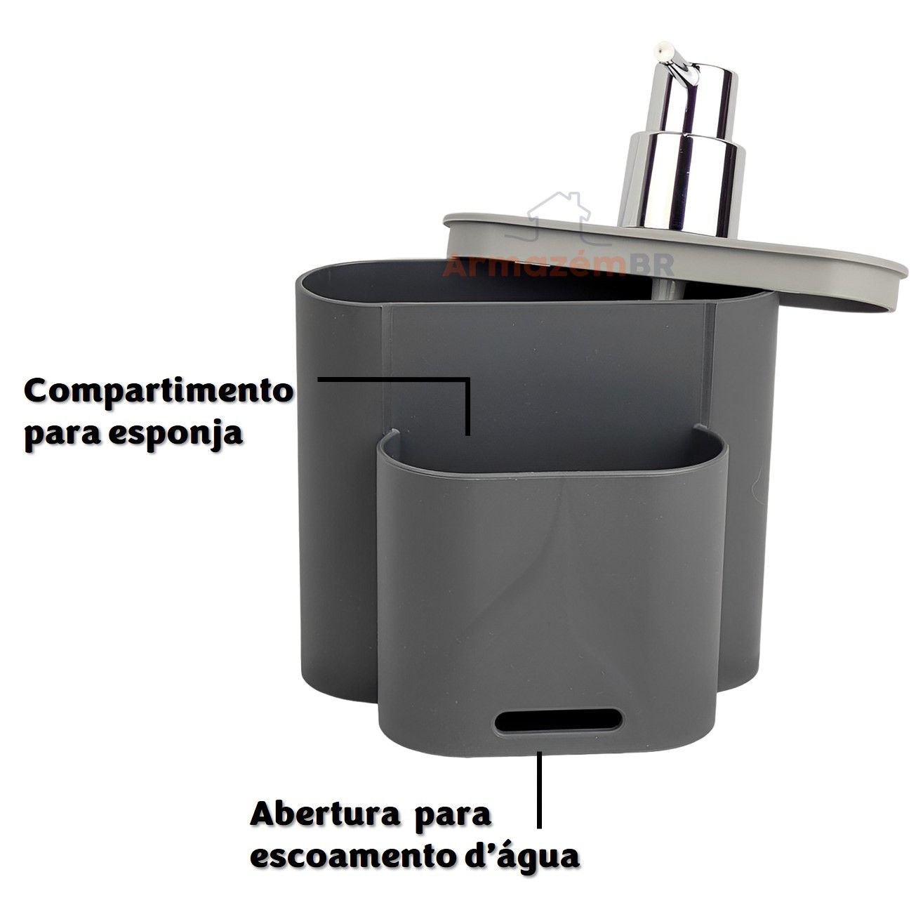 Dispenser Porta Detergente Líquido Esponja Organizador Cozinha Flat ...