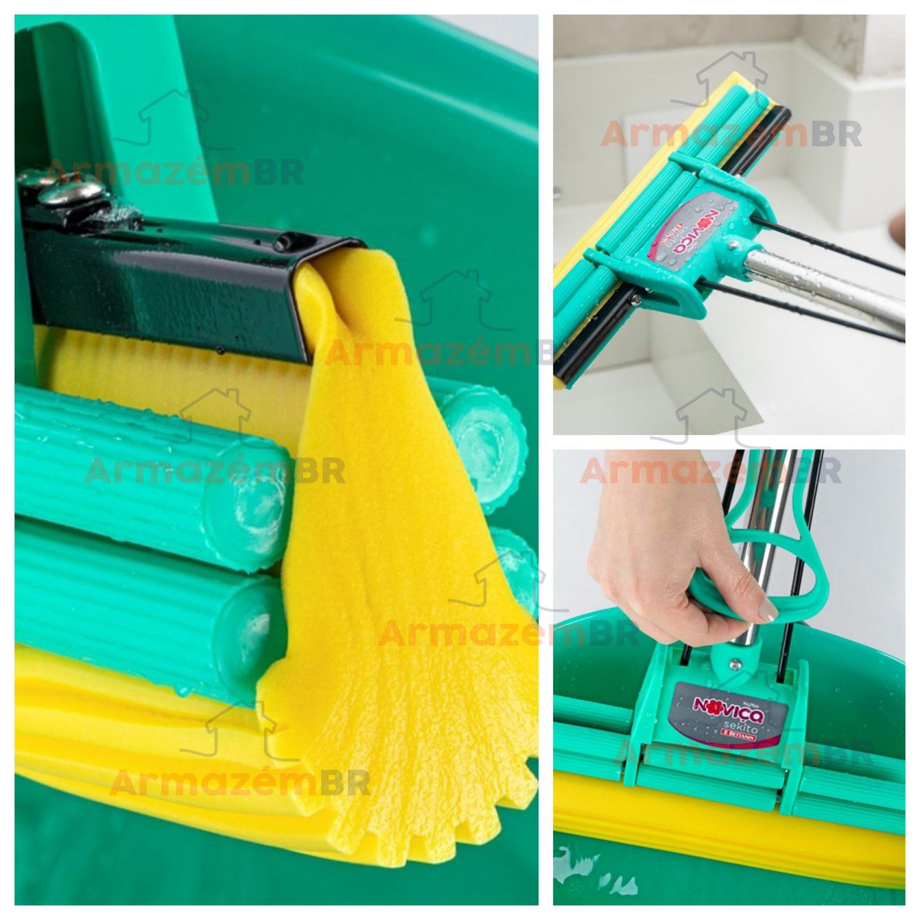 Sekito Noviça Mop Seca Limpa Absorve Água Sujeiras Rodo Mágico 1442 ...
