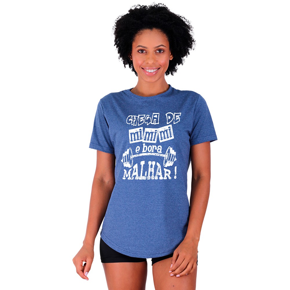 Camiseta Longline Feminina MXD Conceito Chega de Mimimi e Bora Malhar - MXDAtacado