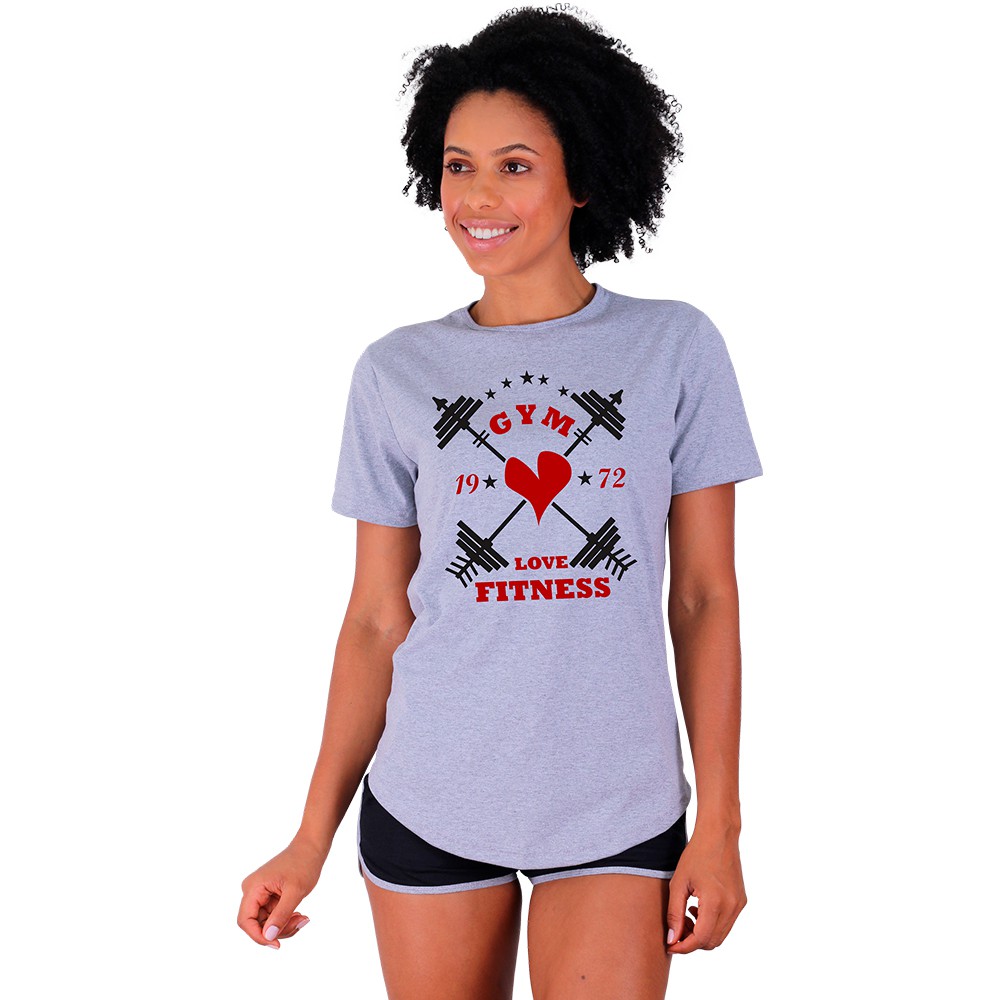 Camiseta Longline Feminina MXD Conceito Gym Love Fitness - MXDAtacado