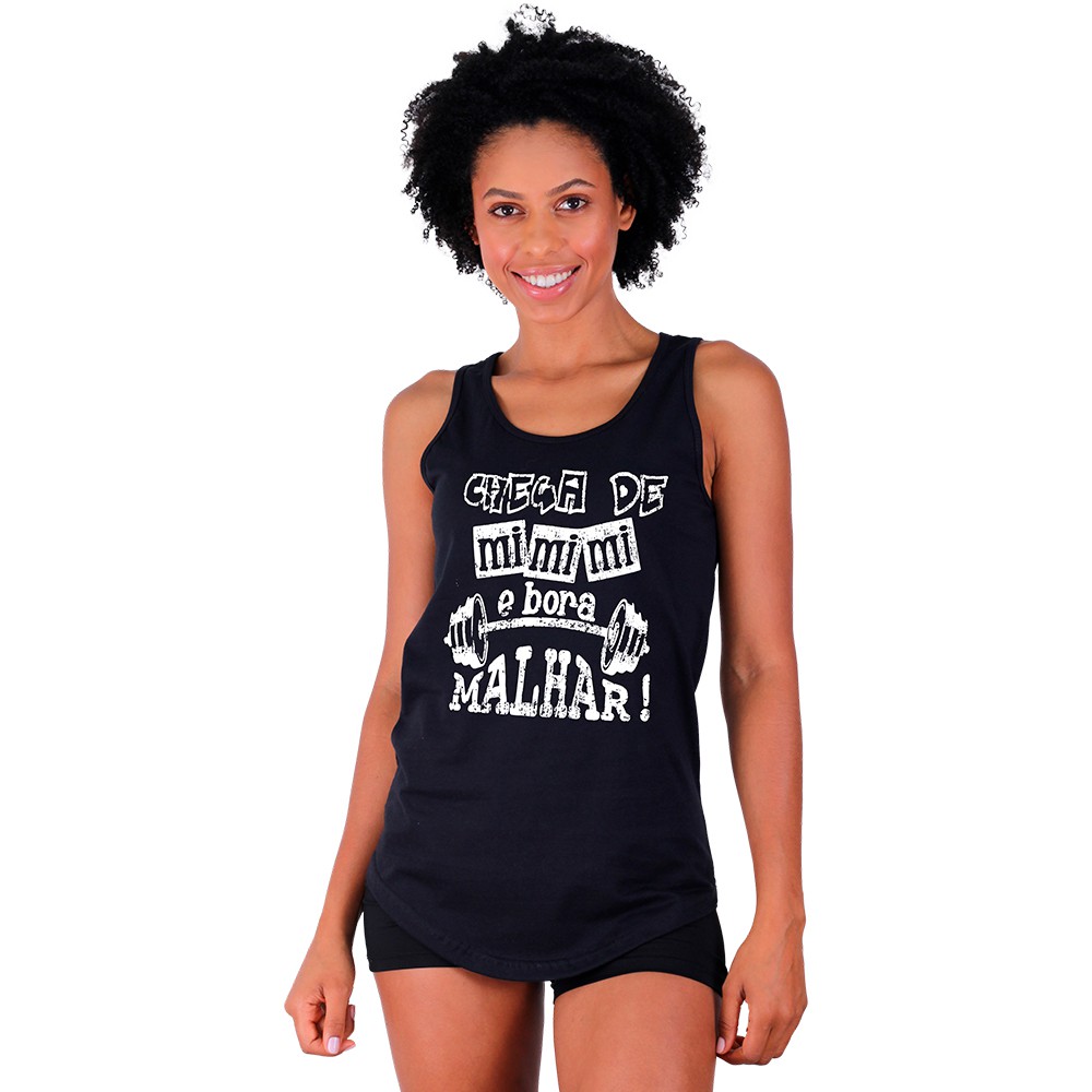 Regata Longline Feminina MXD Conceito Chega de Mimimi e Bora Malhar - MXDAtacado