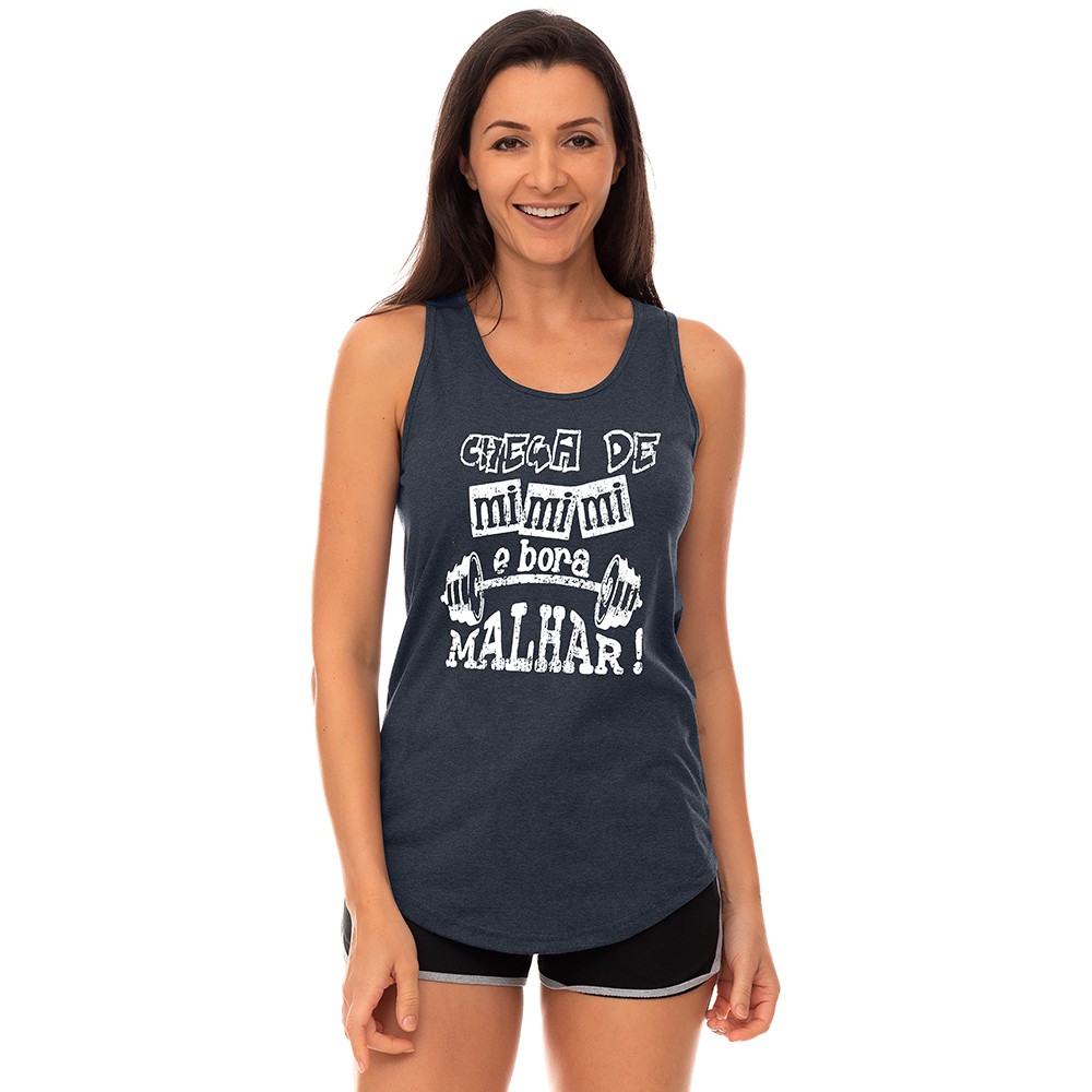 Regata Longline Feminina MXD Conceito Chega de Mimimi e Bora Malhar - MXDAtacado