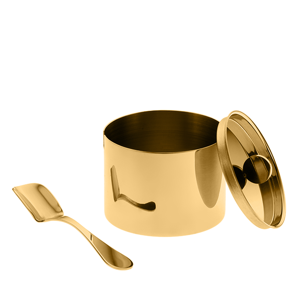 Açucareiro Gioia Pequeno Inox Revestido em Ouro com Colher - Riva - La ... Açucareiro Gioia Pequeno Inox Revestido em Ouro com Colher - Riva - La ...