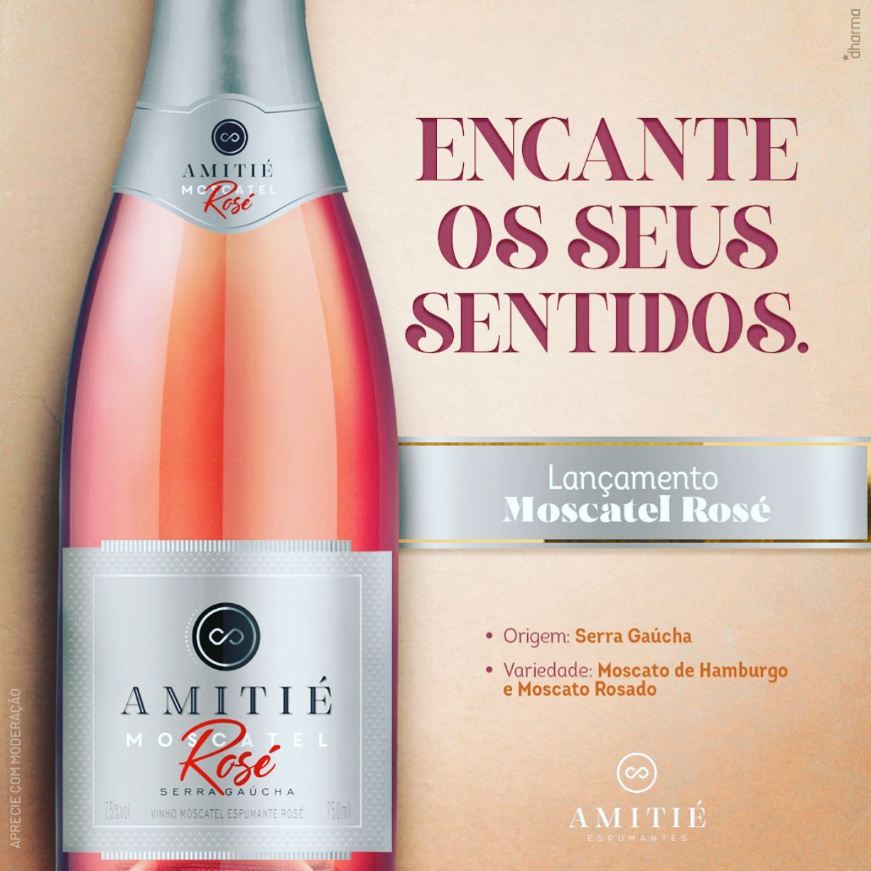Amitié Moscatel Rosé | Menor Açúcar | Harmoniosa | Cainelli Bebidas ...