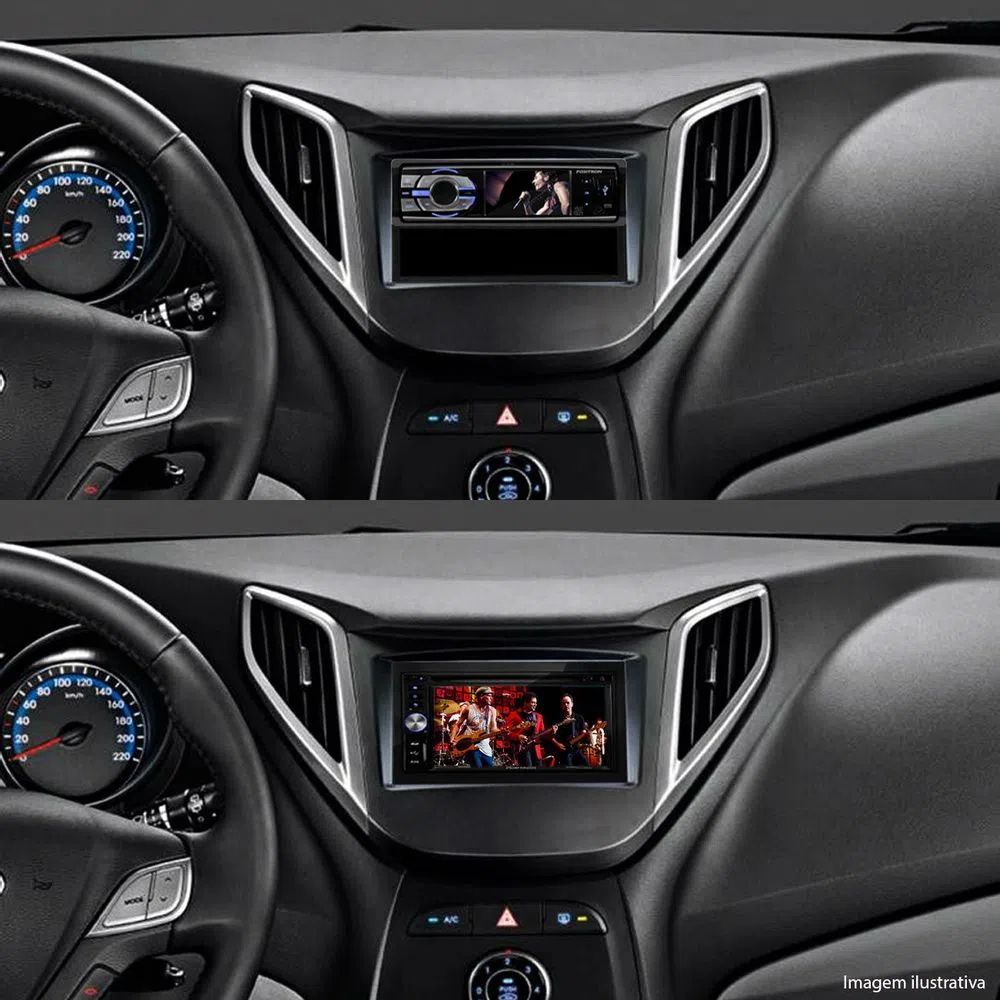 Moldura 2 Din Hyundai HB20 2012 2013 2014 2015 2016 2017 2018 2019 - Ecarshop