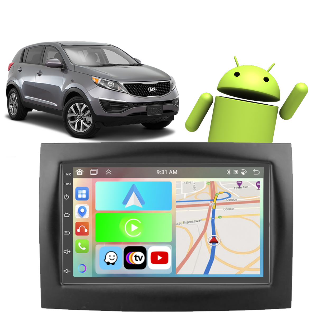 Kit Multimídia Kia Sportage 2017-2022 7" Android Auto CarPlay GPS TV ...