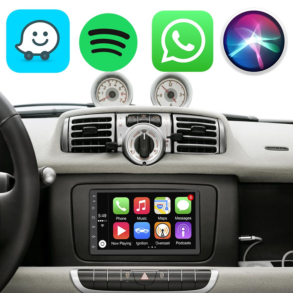 Kit Multimídia Smart Fortwo 2013-2016 7" Android Auto CarPlay GPS TV ...