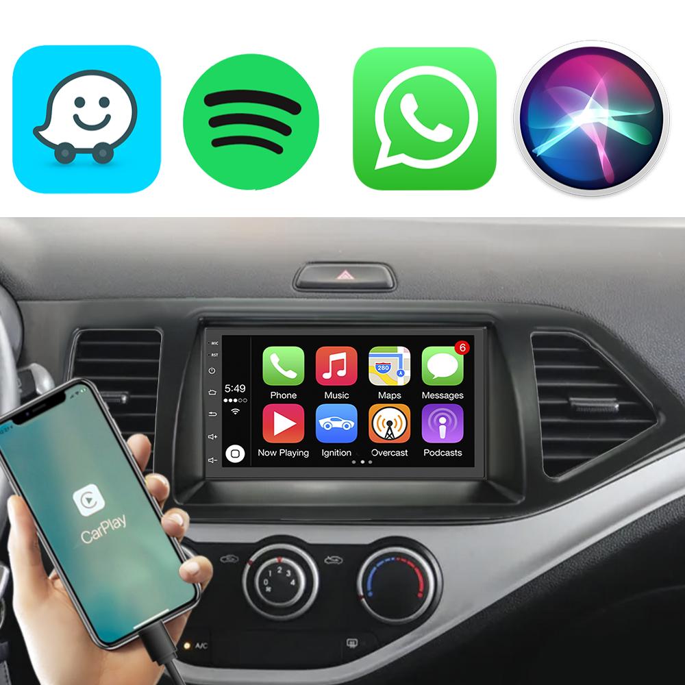 Kit Multimídia Kia Picanto 2011-2017 7" Android Auto CarPlay GPS TV HD - Ecarshop