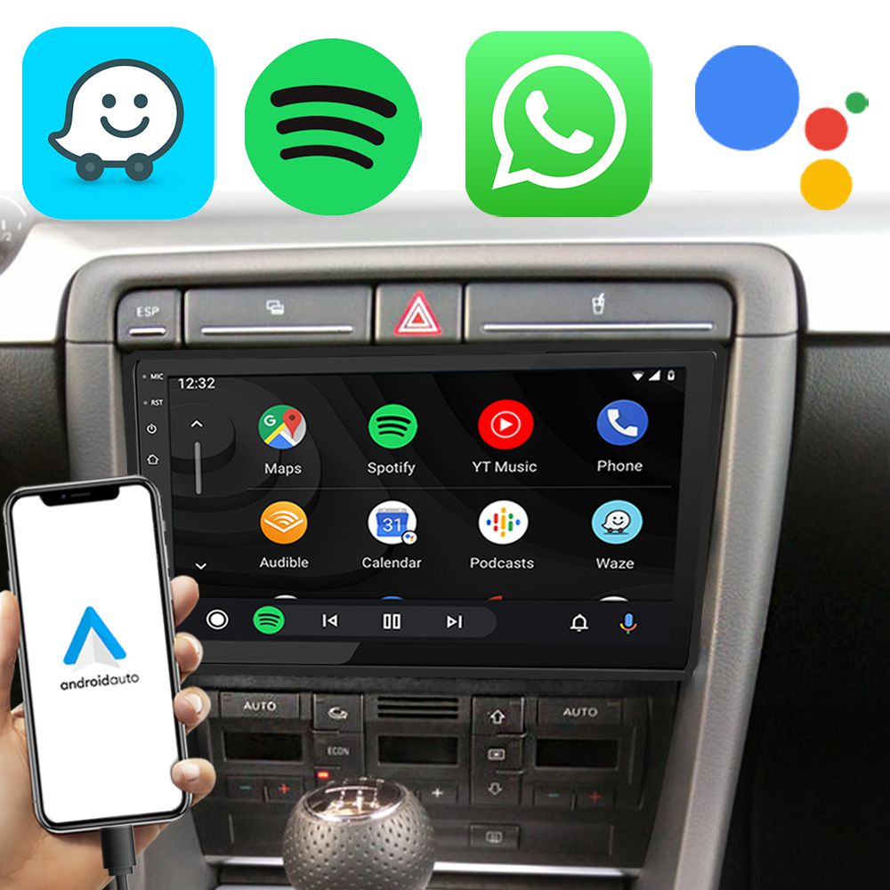 Kit Multimídia Android Audi A4 2002-2008 9" CarPlay GPS Bluetooth ...
