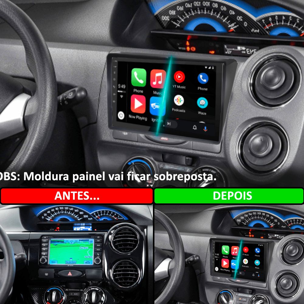 Kit Multimídia Android Etios 2013-2020 9" CarPlay GPS Bluetooth - Ecarshop