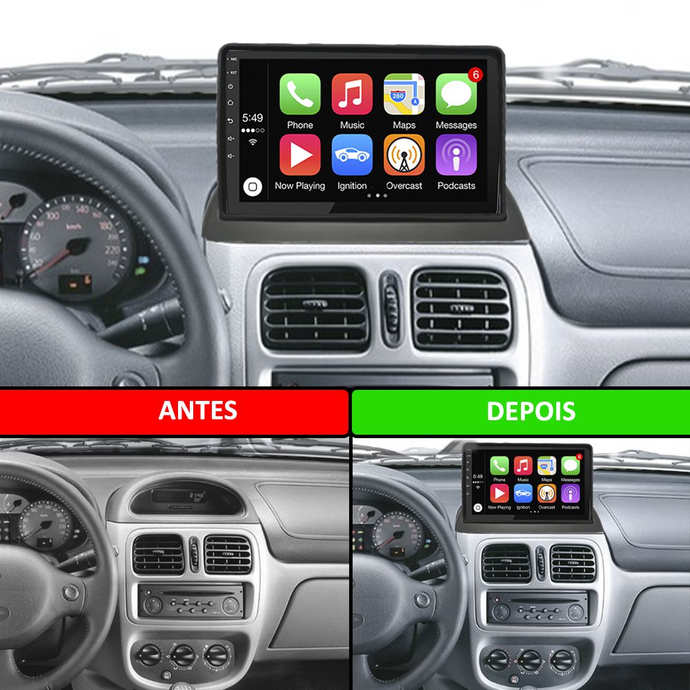 Kit Central Multimidia Android Clio 2000-2005 9" Polegadas CarPlay - Ecarshop