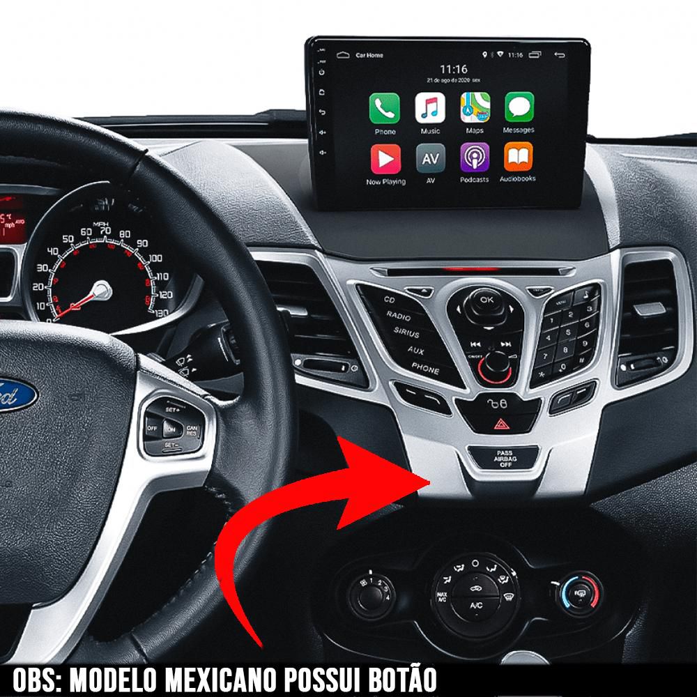 Kit Multimídia Android Ford Fiesta 2010-2019 9" CarPlay Android - Ecarshop