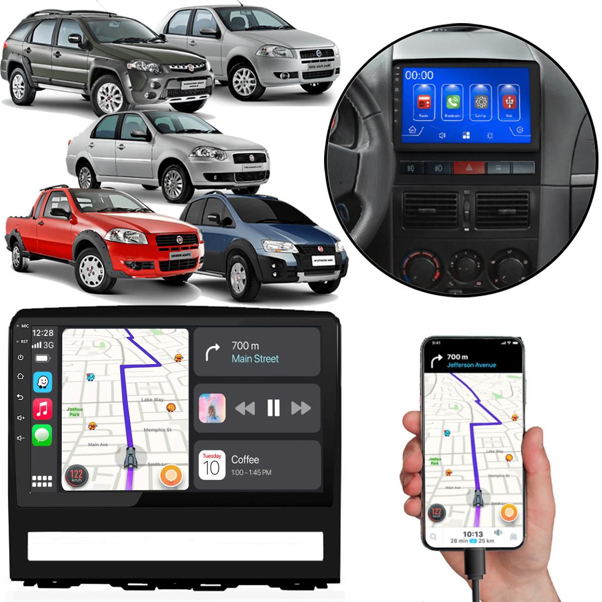 Kit Multimídia MP5 9" Fiat Palio, Siena, Idea, Strada CarPlay, Android - Ecarshop