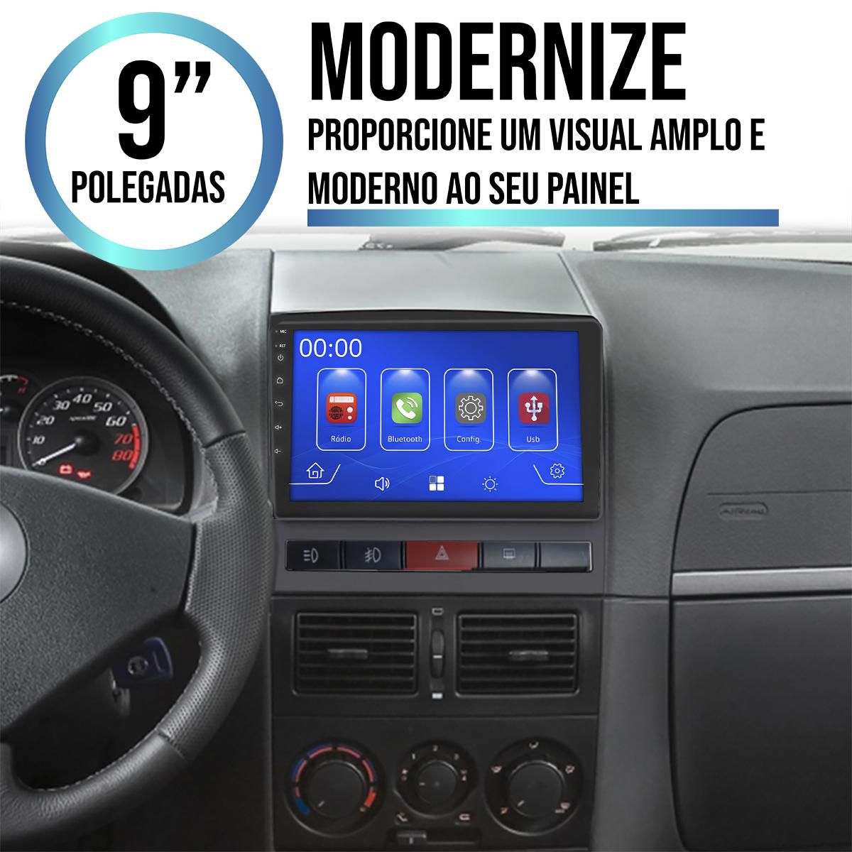 Kit Multimídia MP5 9" Fiat Palio, Siena, Idea, Strada CarPlay, Android - Ecarshop