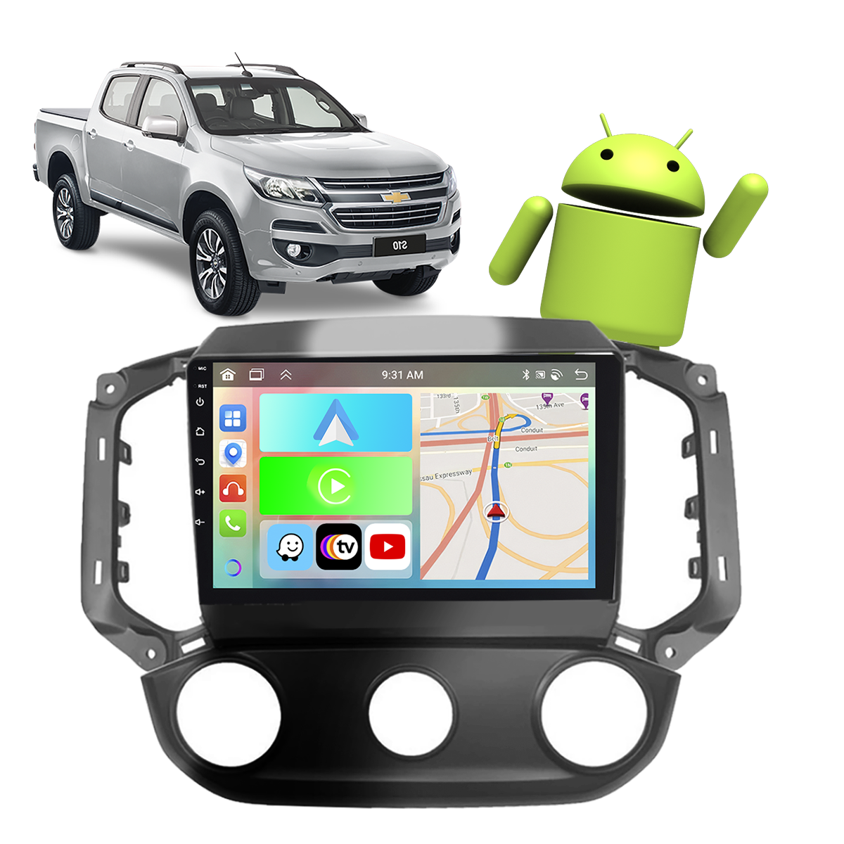 Kit Multimídia Android Chevrolet S10 2017-2022 Apple CarPlay GPS TV BT ...