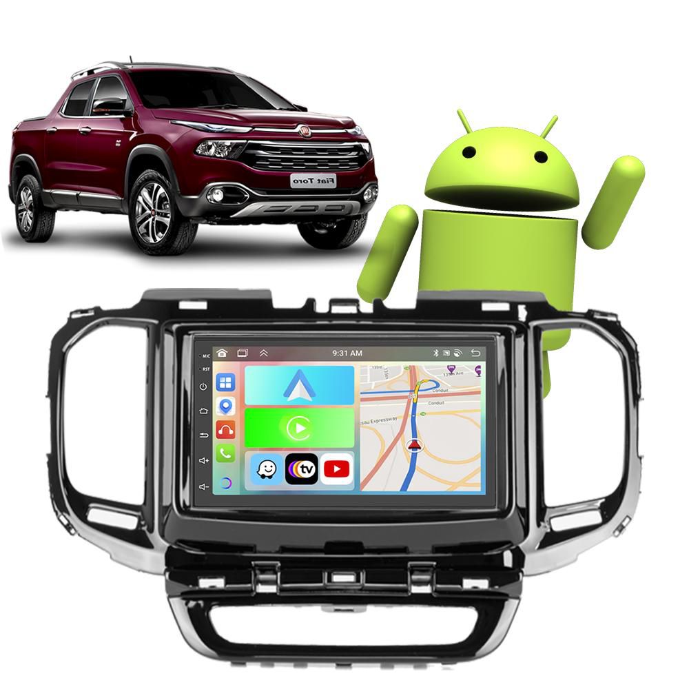 Kit Multimídia Fiat Toro 2016-2023 - 7" Android Auto CarPlay GPS TV - Ecarshop
