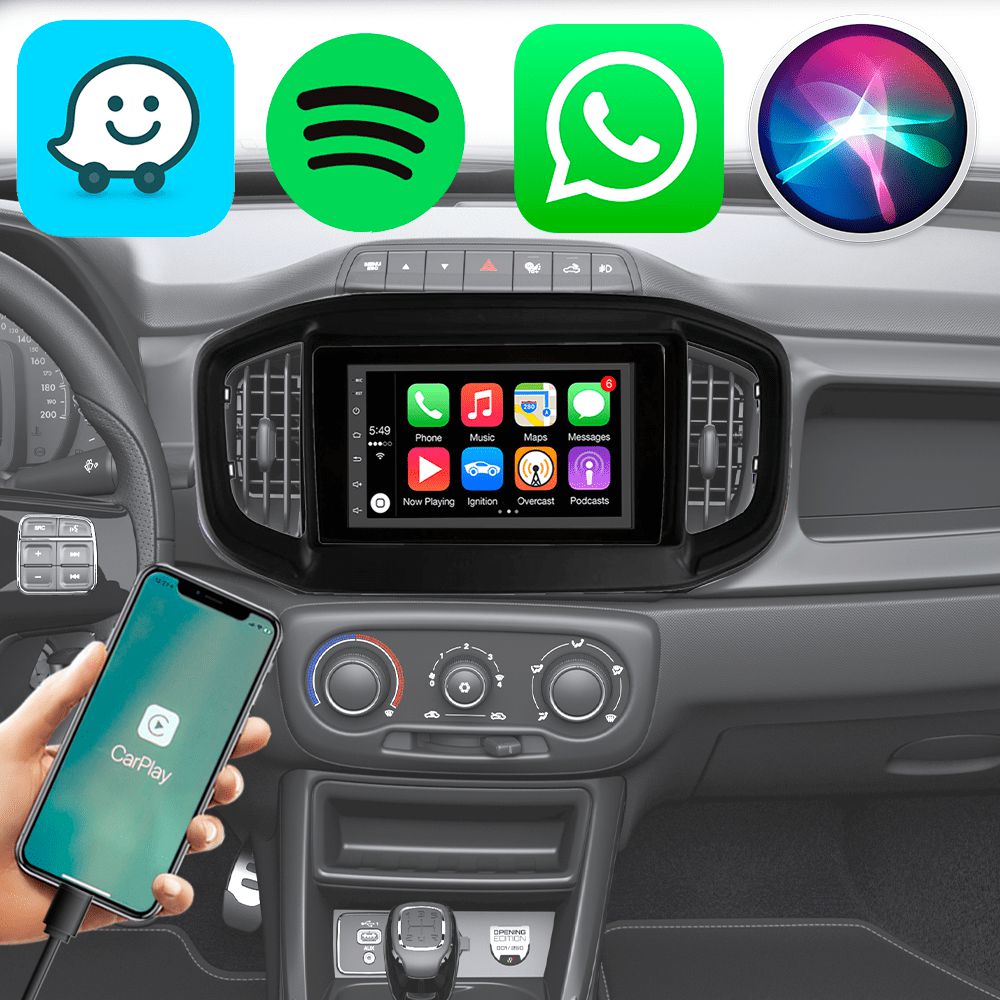 Kit Central Multimídia Fiat Strada 2021-2024 - 7" Android Auto CarPlay - Ecarshop