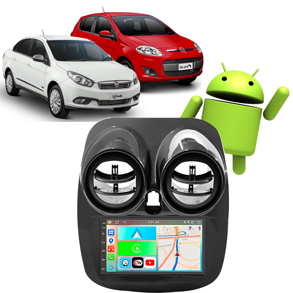 Kit Central Multimidia Android Grand Siena 2013-2021 | GPS - TV Online - Ecarshop
