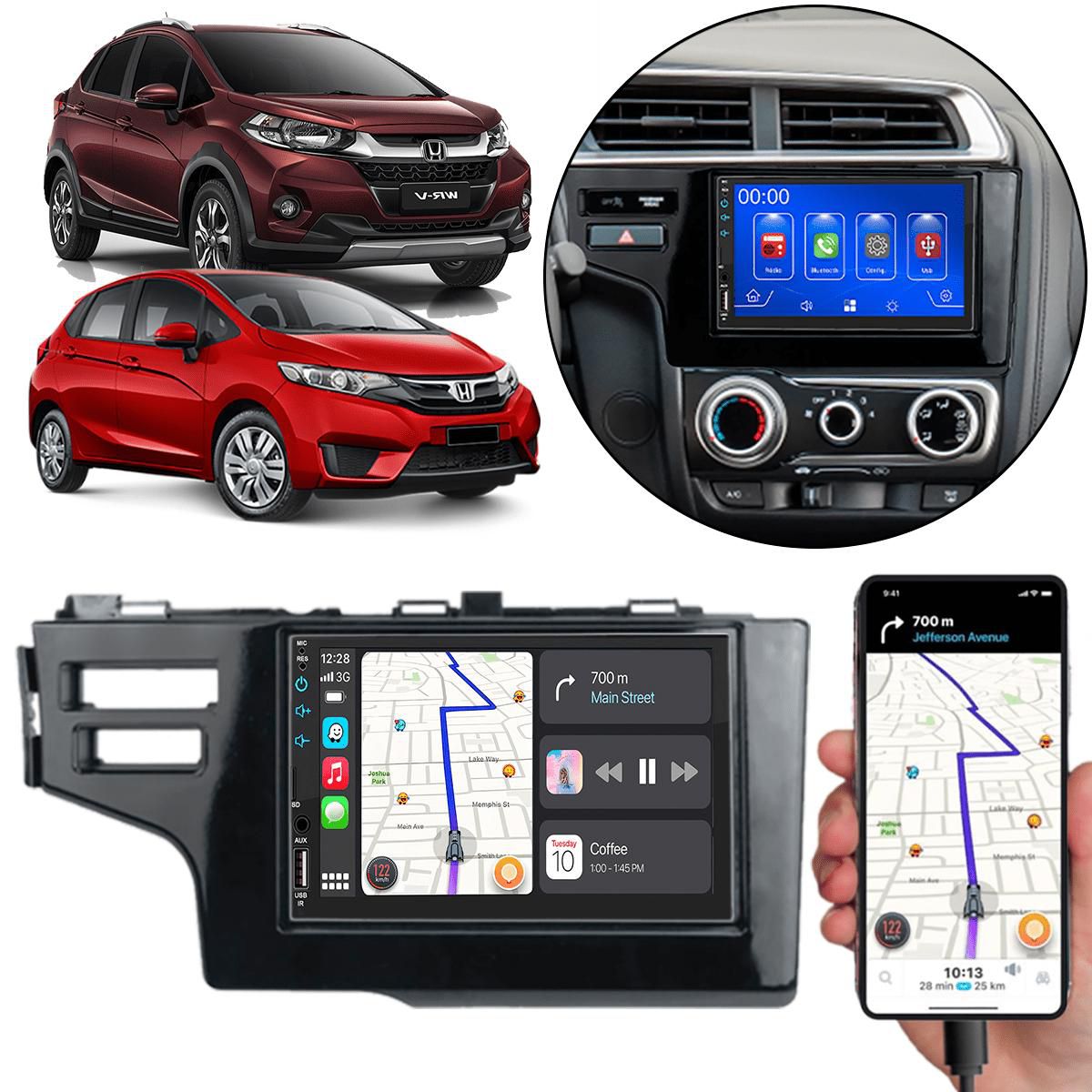 MP5 7 Polegadas CarPlay e Android Auto para Honda Fit e WR-V 2015-2021 - Ecarshop