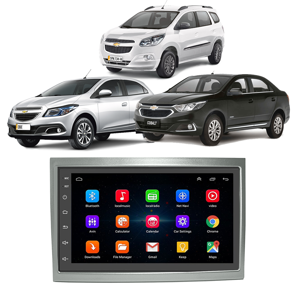 Kit Central Multimídia Android Onix, Prisma, Spin e Cobalt 2013-2019 - Ecarshop
