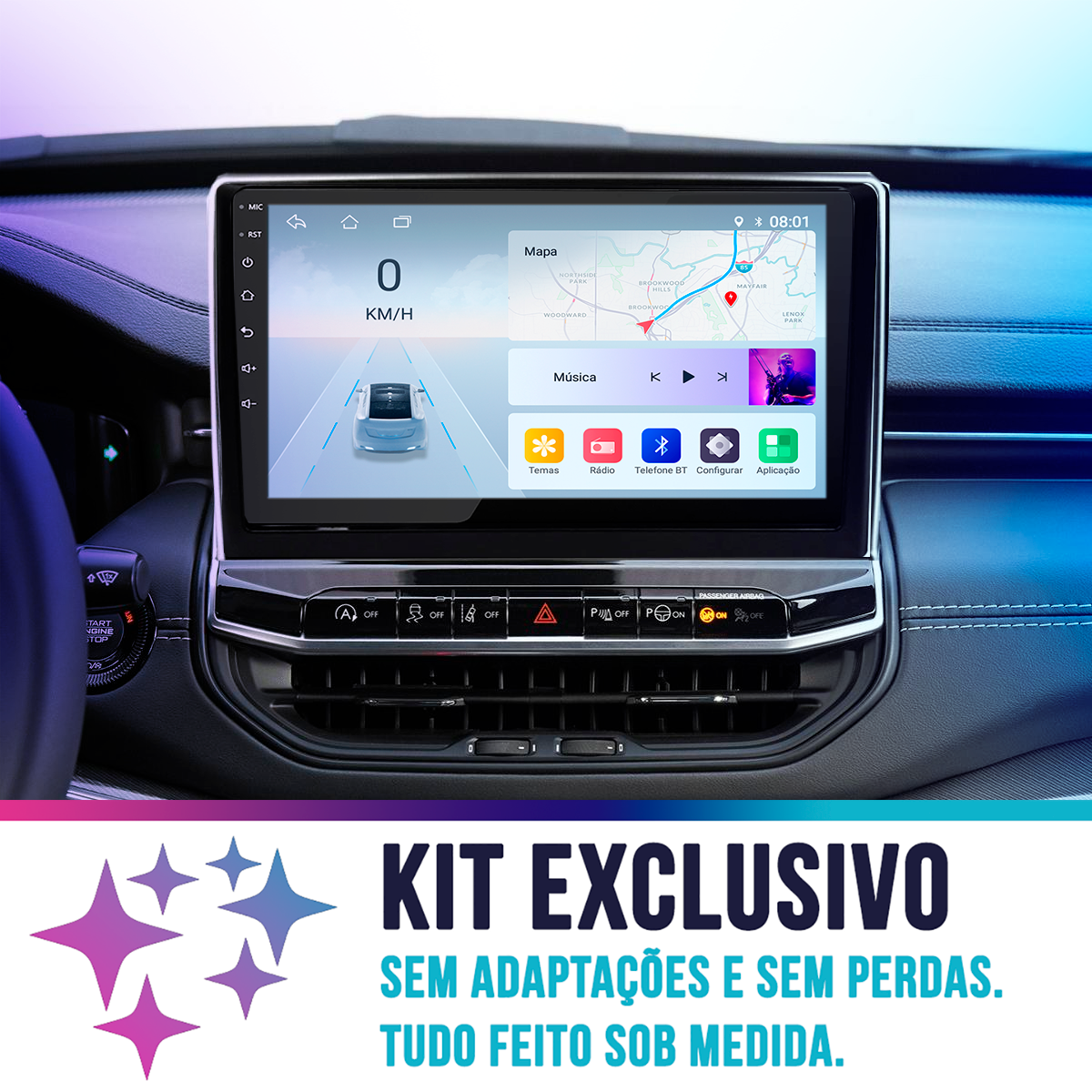 Kit Multimídia Android Jeep Compass 2022-2025 Octa-Core 4GB 64GB - Ecarshop